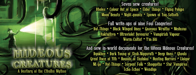 Hideous Creatures front page image – Pelgrane Press Ltd